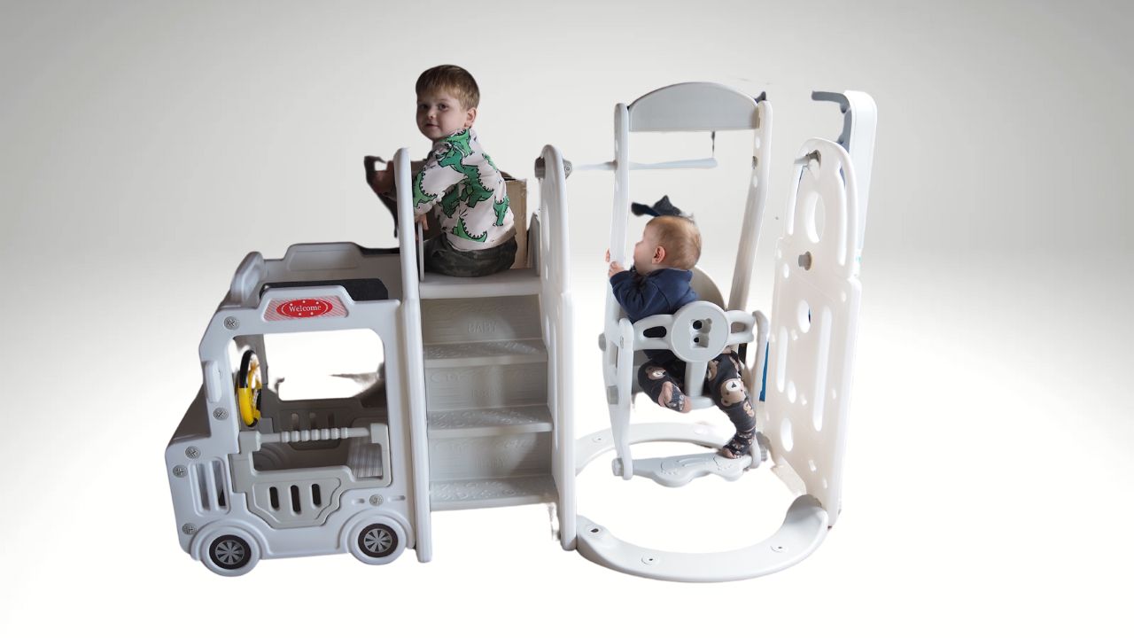Bus With Slide And Swing Set - Kicks N Giggles